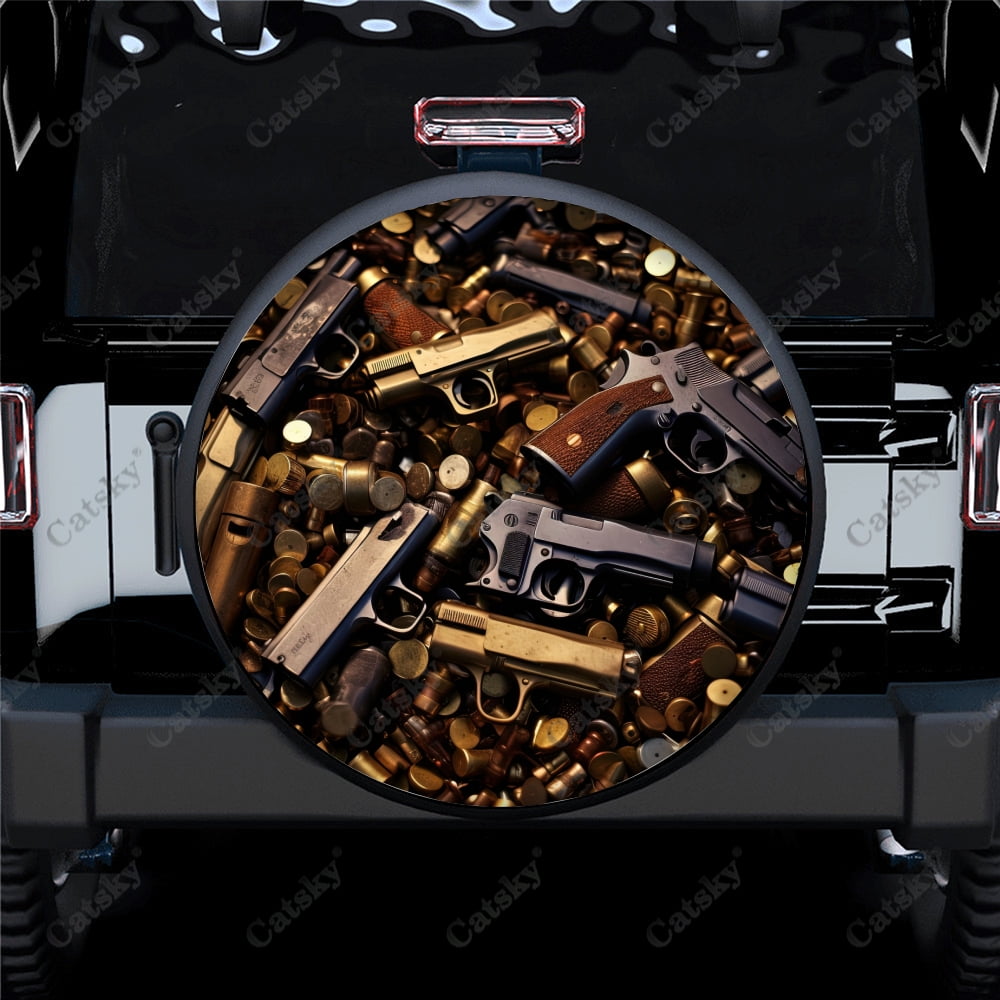 Weapon Gun Art Polyester Universal Spare Wheel Tire Cover Custom Tire ...