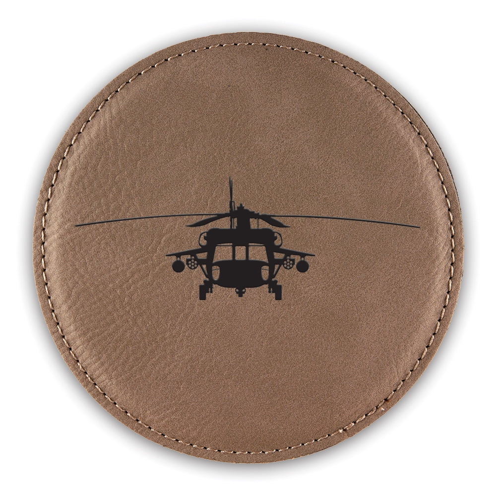 Weaponized UH-60 Blackhawk Coaster Laser Engraved Leatherette - Round ...