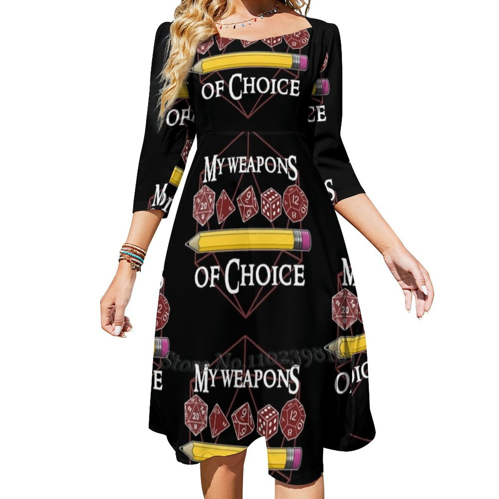 Weapons Of Choice-Dice Sweet Elegant Dress Women Korean Kawaii Square ...