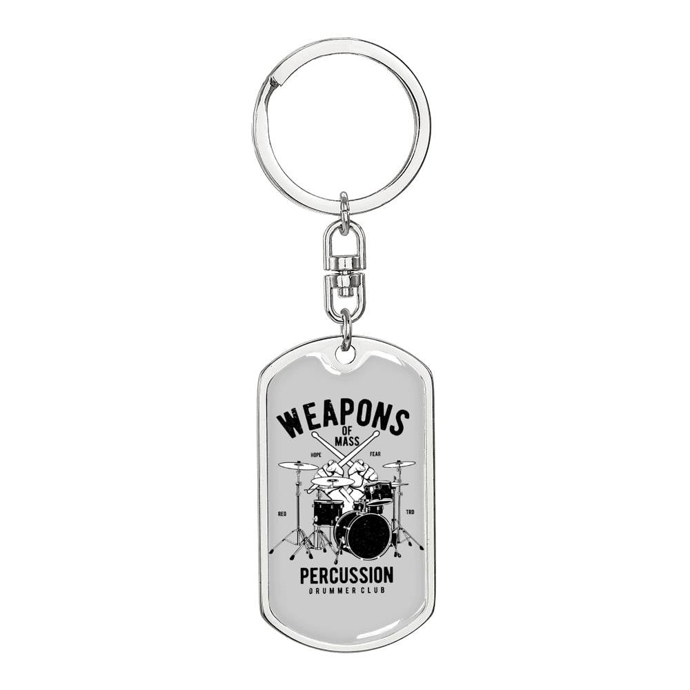 Weapons Of Mass Percussion Keychain Dog Tag Stainless Steel or 18k Gold ...
