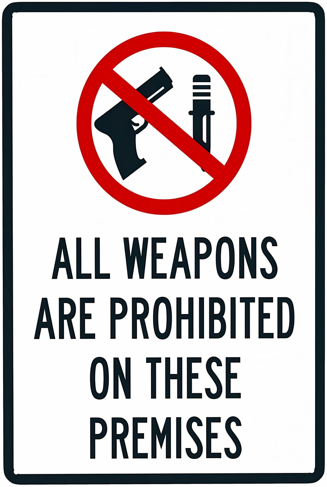 All Weapons are Prohibited On These Premises Warning Sign 12 x 8 Inches ...