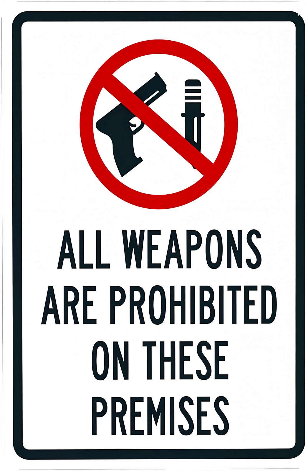 All Weapons are Prohibited On These Premises Warning Sign 12 x 8 Inches ...