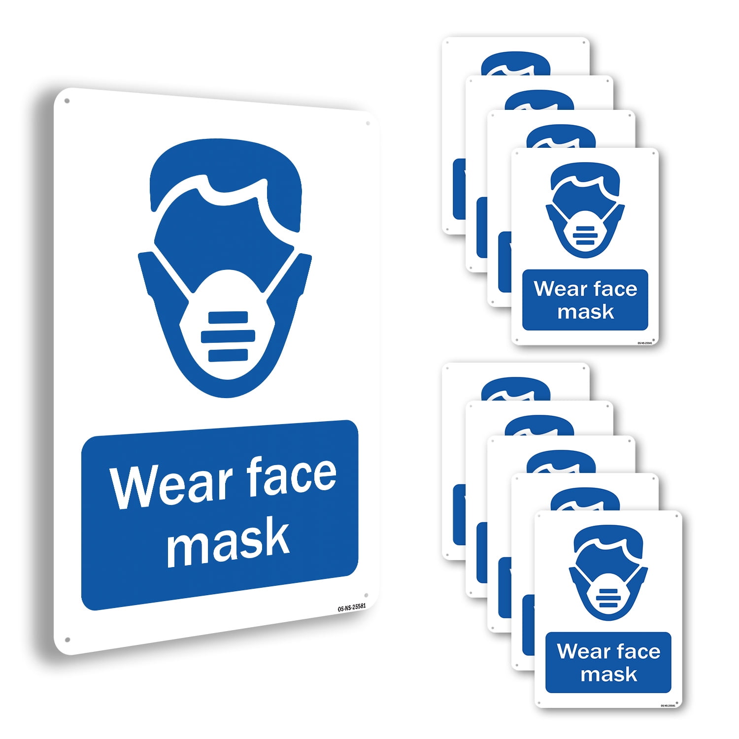 Wear Face Mask OSHA Notice Aluminum Sign 18 Inch x 12 Inch - 10 Pack ...
