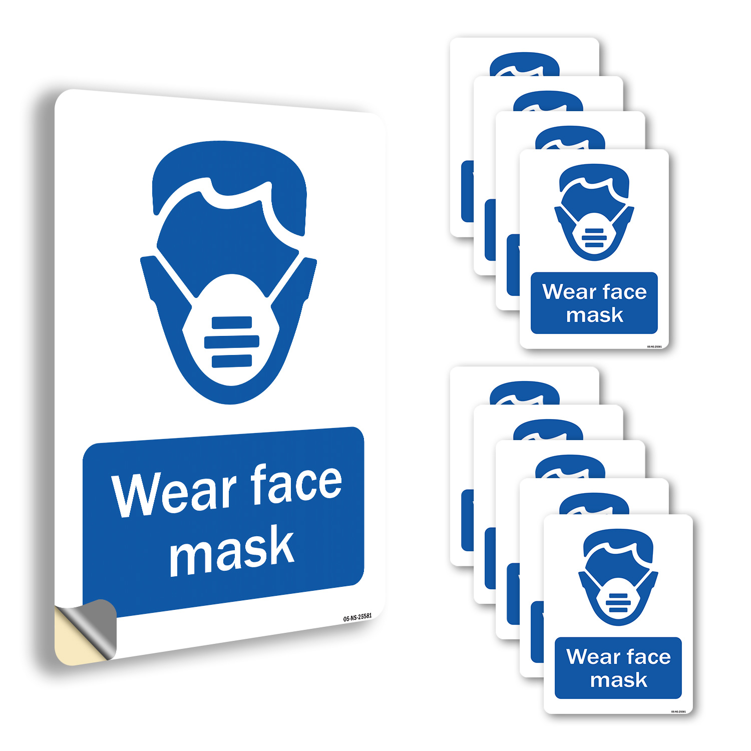 Wear Face Mask OSHA Notice Vinyl Decal Label 10 Inch x 7 Inch - 10 Pack ...