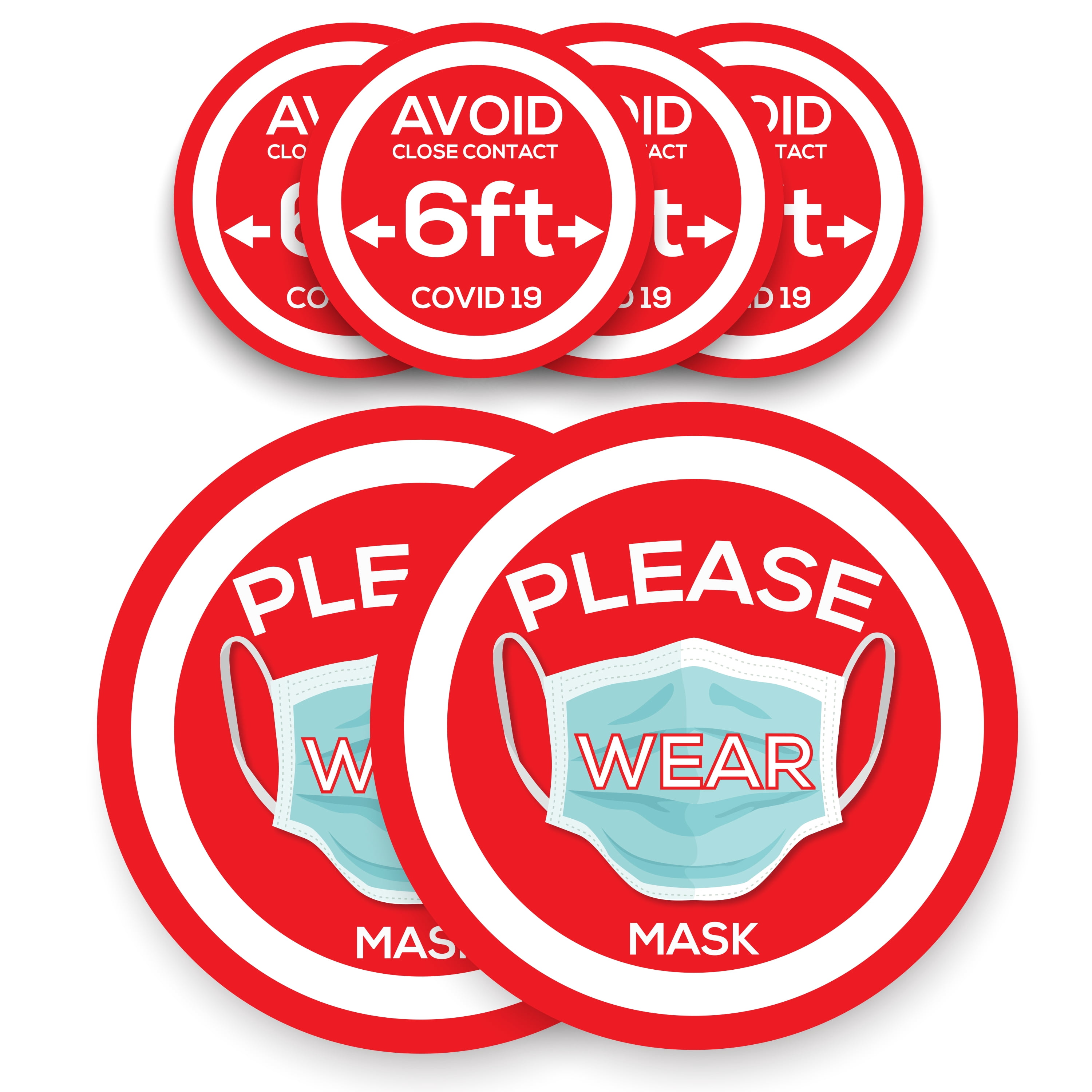 Wear Face Mask Sticker Sign - Social Distance Keep 6 ft Floor Window ...