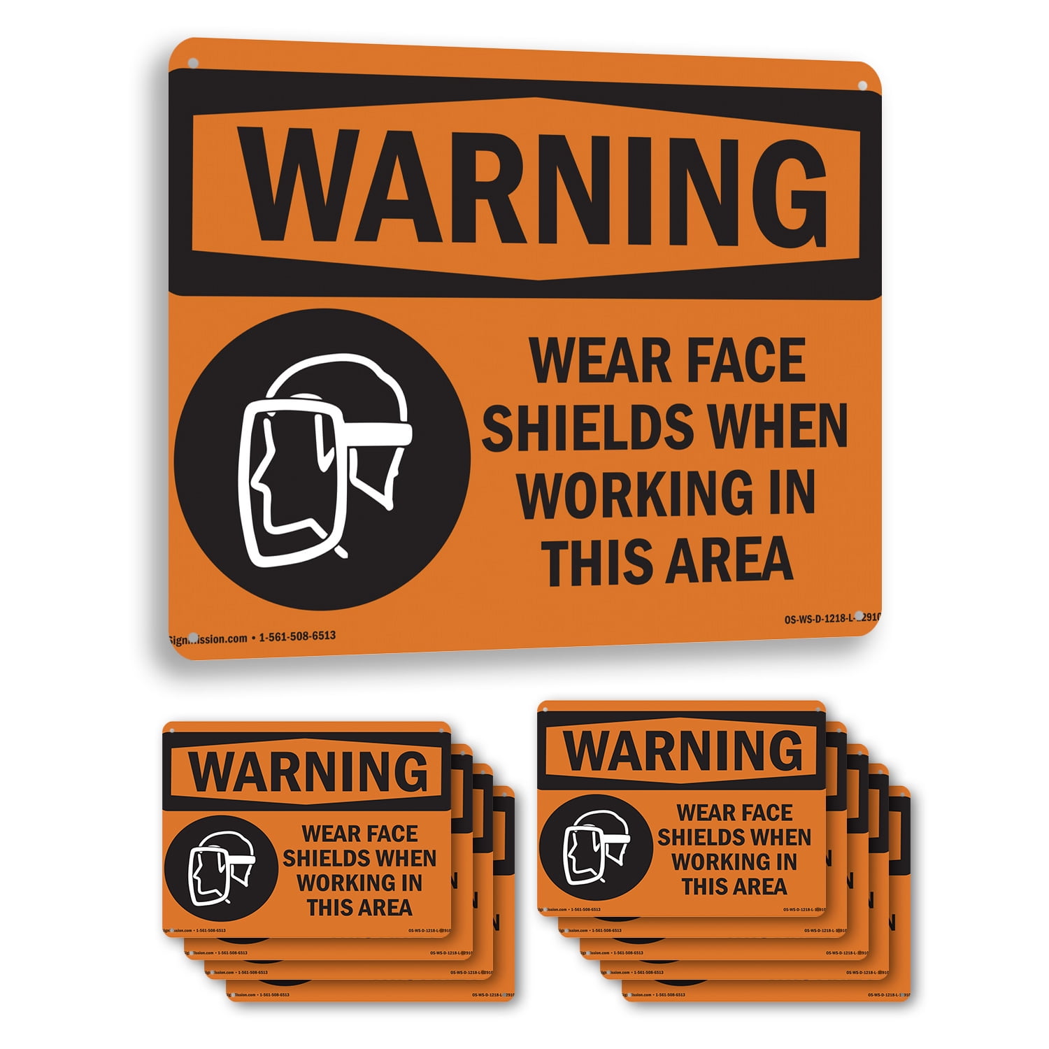 Wear Face Shields When Working In This Area OSHA WARNING Aluminum Sign ...