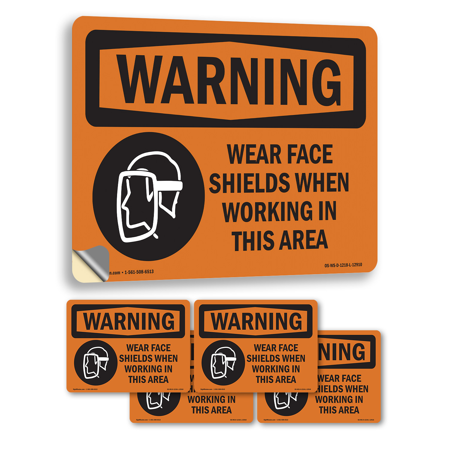 Wear Face Shields When Working In This Area OSHA WARNING Vinyl Decal ...