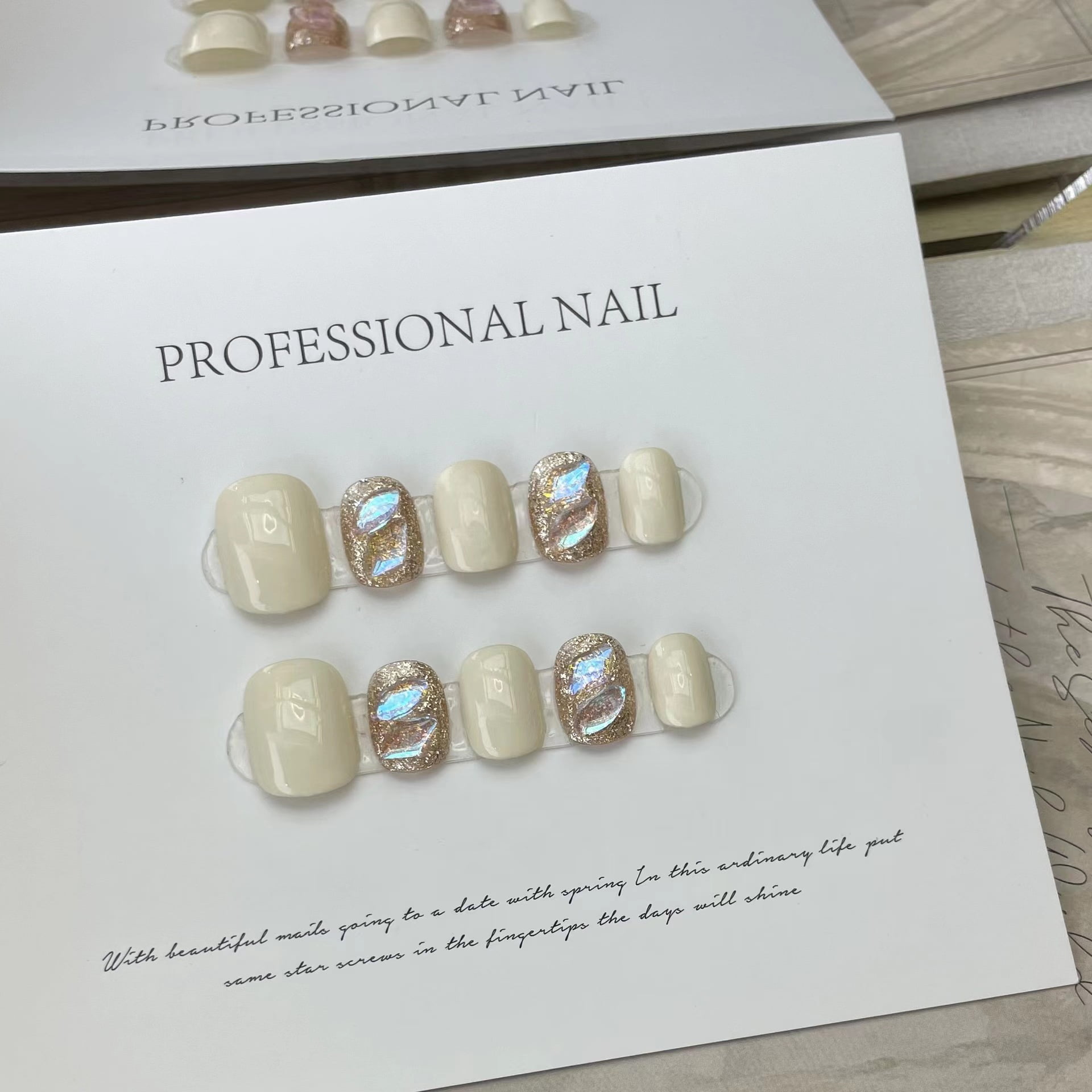 Wear Finished Nail Beauty Pure White Aurora Gem Flash Diamond Handmade ...