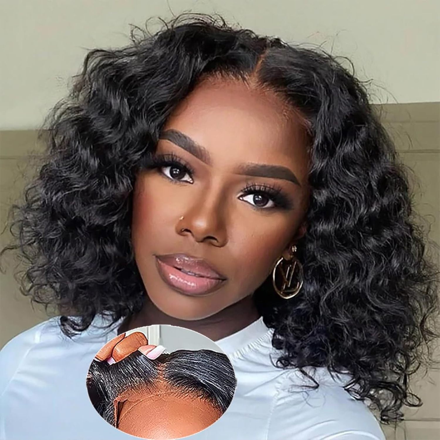 Wear and Go Glueless Wigs Human Hair Pre Plucked Deep Wave Bob Wig Human Hair Lace Front Wigs ...