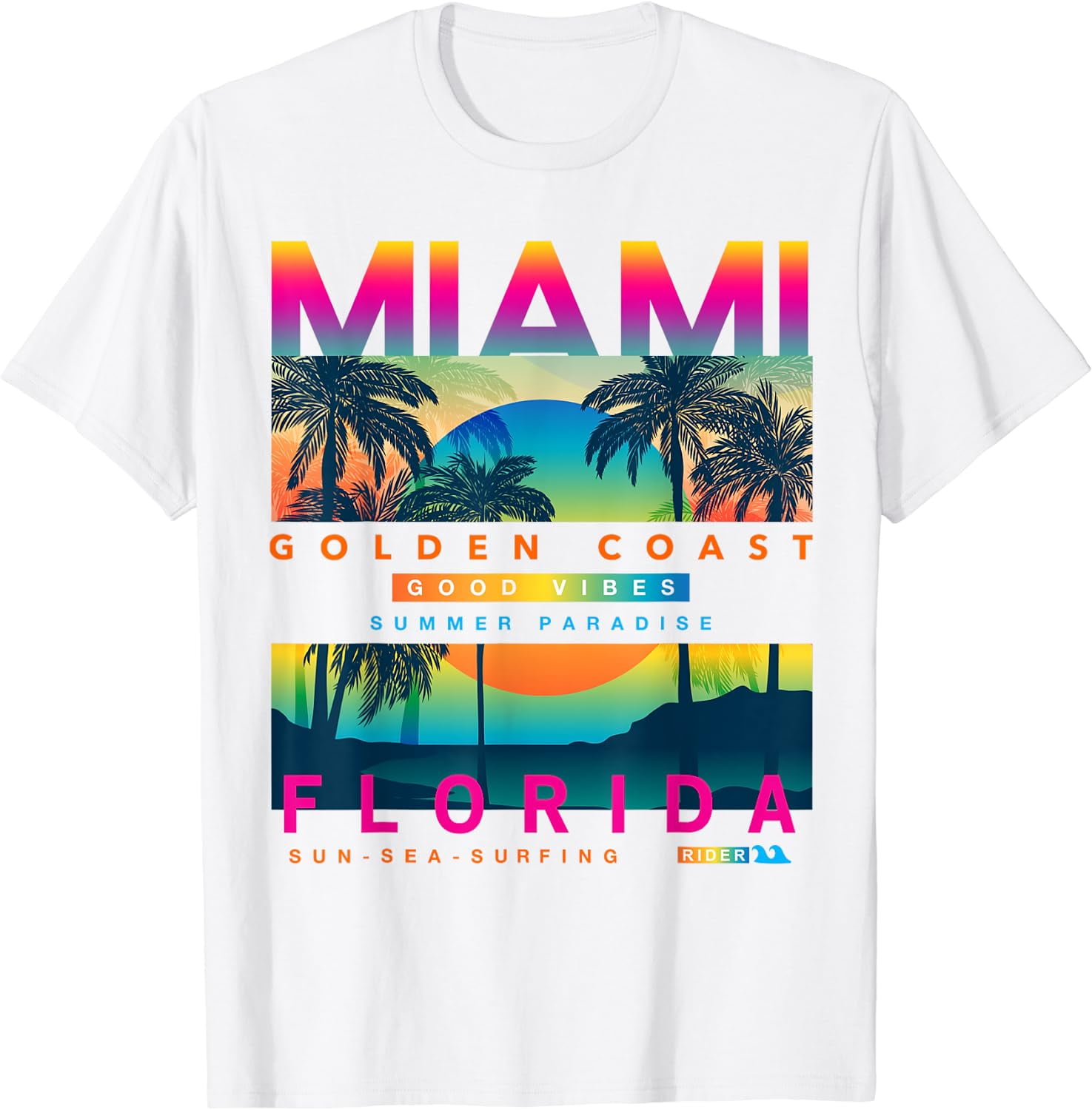 Wear Miami Florida T shirts, Miami Colorful Sunrise graphic T-Shirt ...