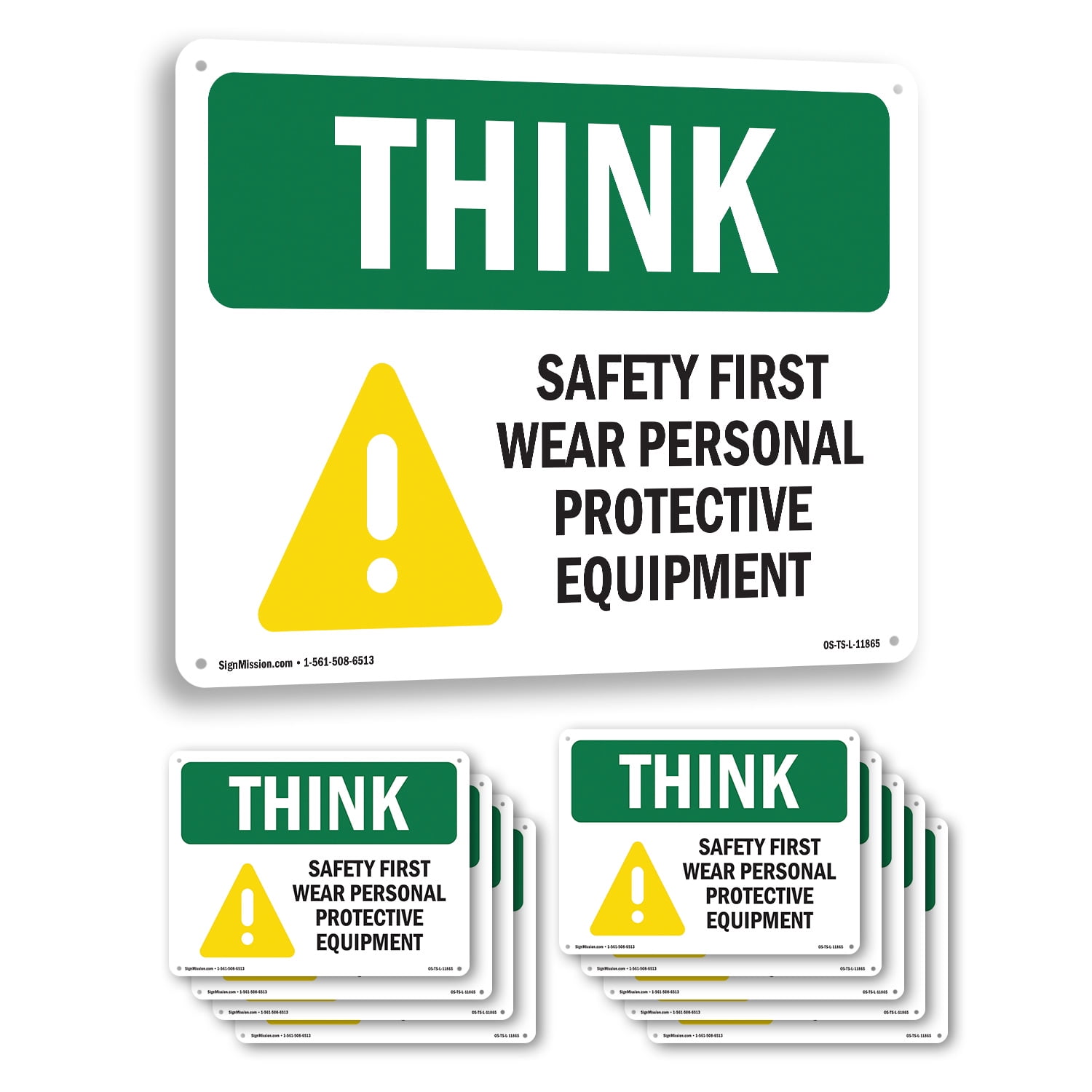 Wear PPE With Symbol OSHA Think Rigid Plastic Sign 10 Inch x 7 Inch ...