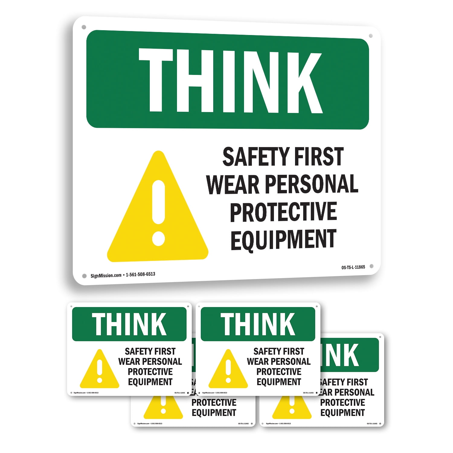 Wear PPE With Symbol OSHA Think Rigid Plastic Sign 10 Inch x 7 Inch - 5 ...