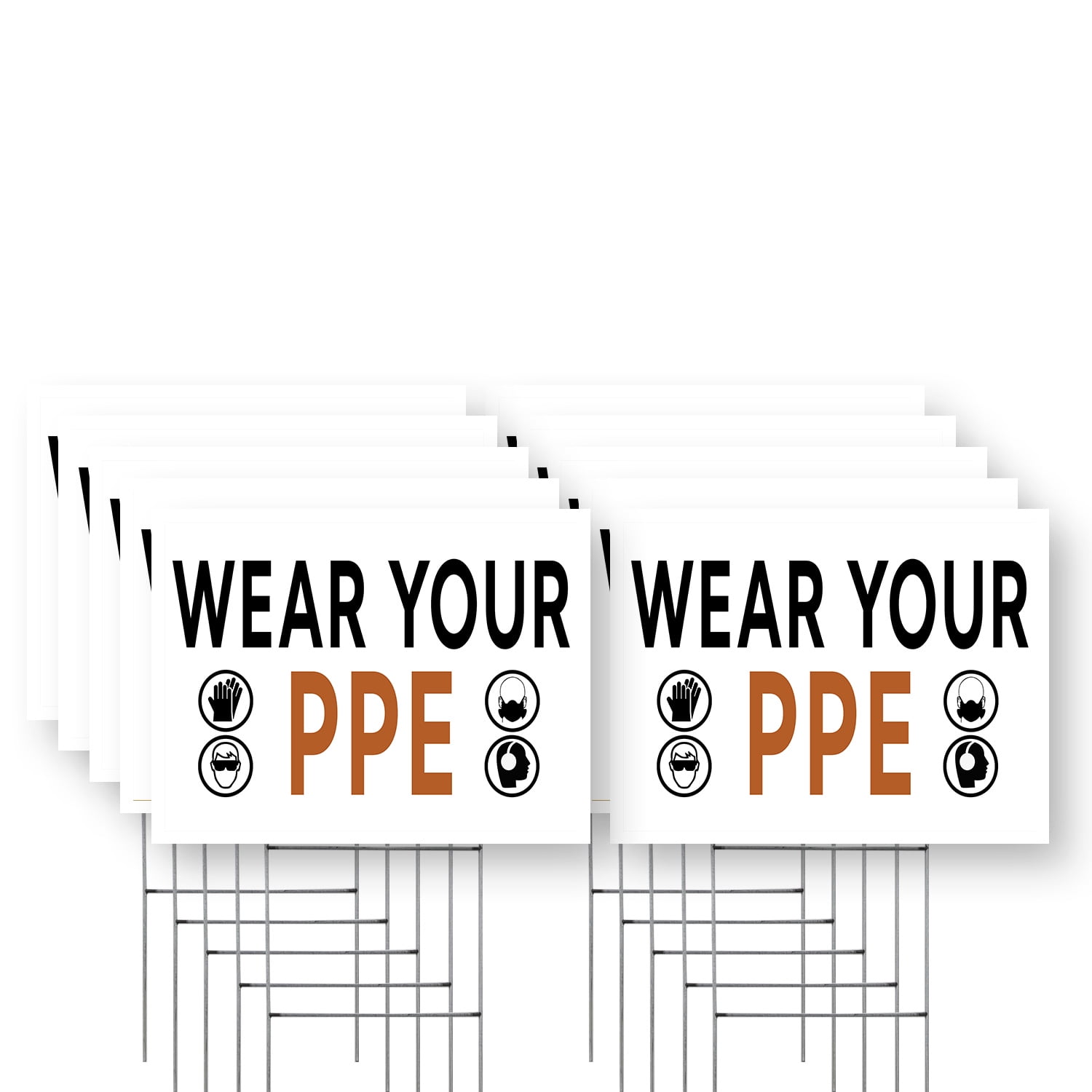 Wear Your PPE Yard Sign 10 Pack of 18 Inch x 24 Inch Single Sided ...