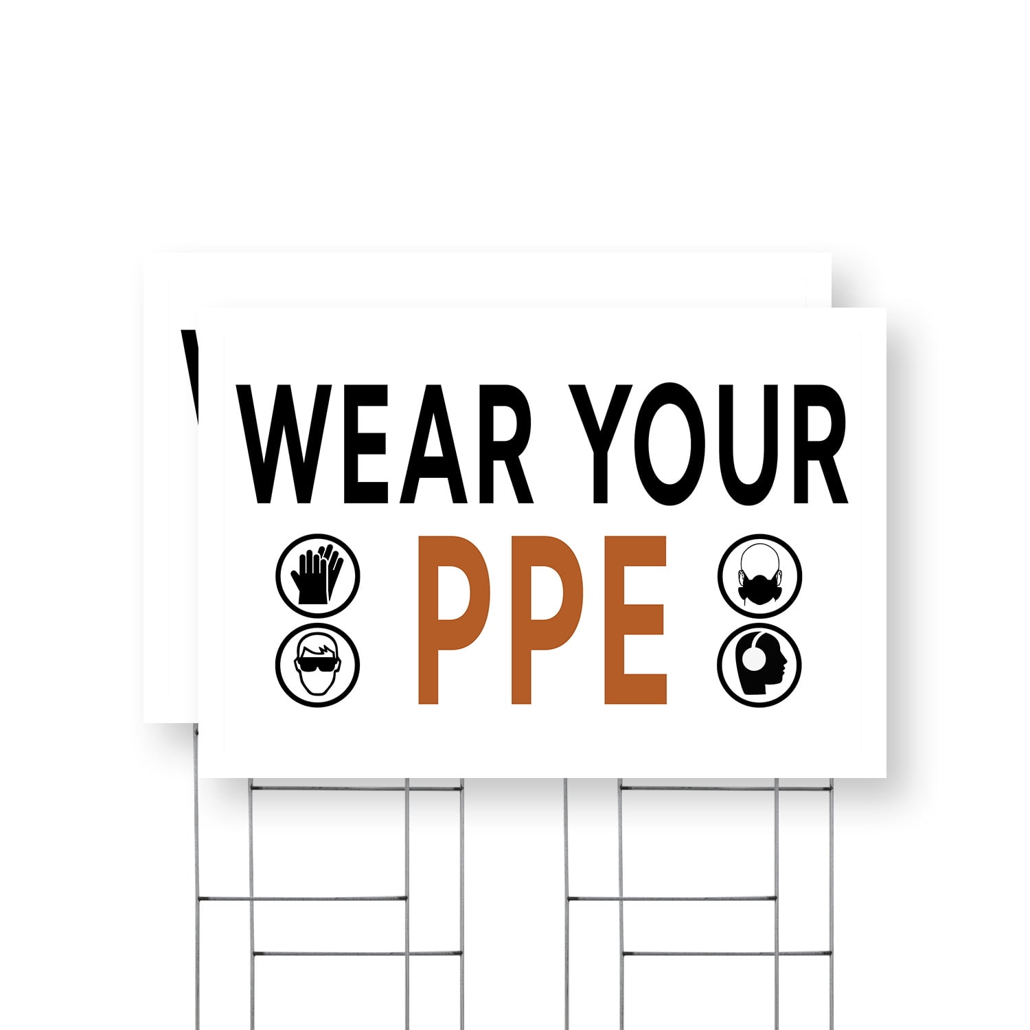Wear Your PPE Yard Sign 2 Pack of 24 Inch x 36 Inch Double Sided ...