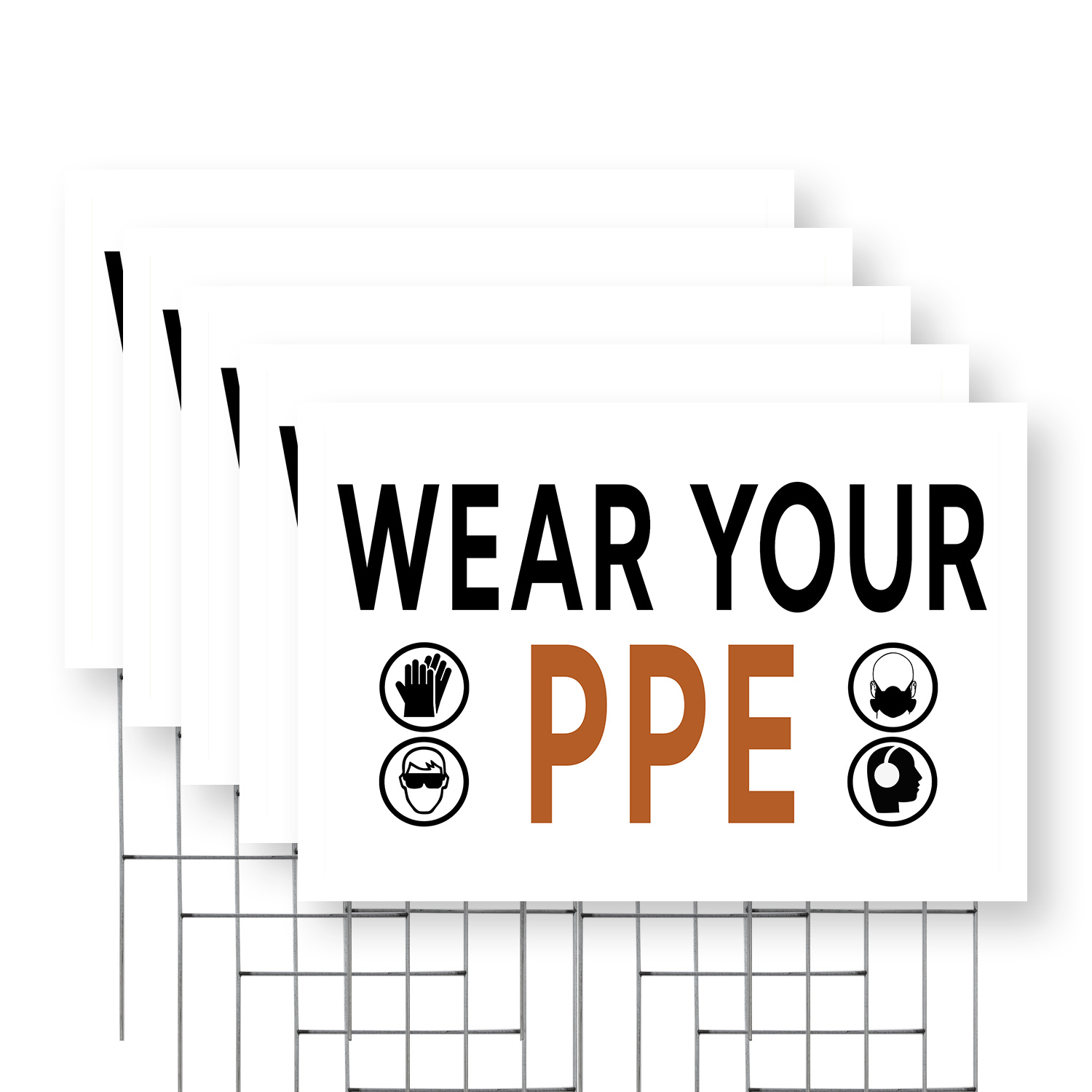 Wear Your PPE Yard Sign 5 Pack of 24 Inch x 36 Inch Double Sided ...