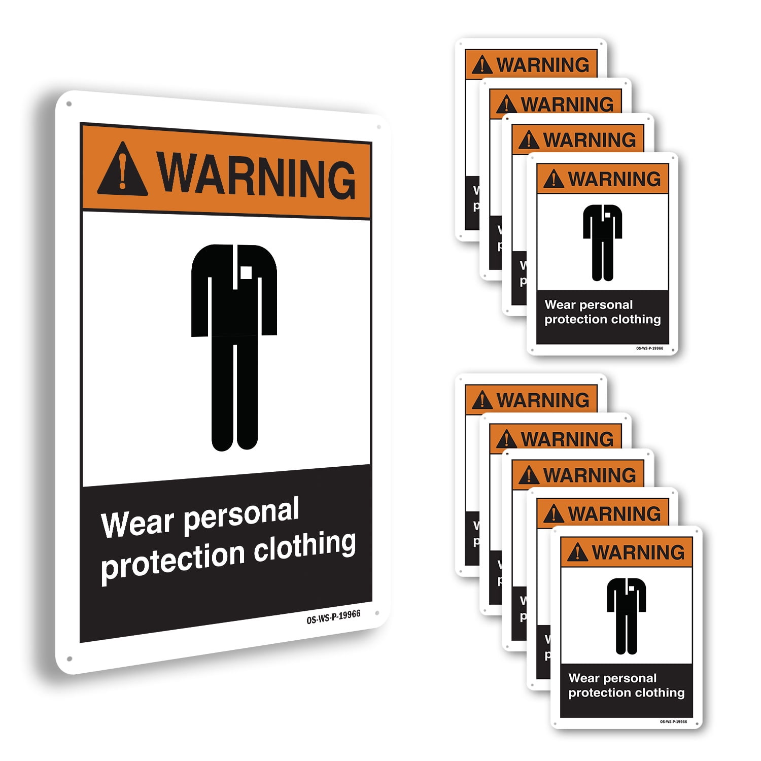 Wear Personal Protection Clothing ANSI Warning Rigid Plastic Sign 24 ...