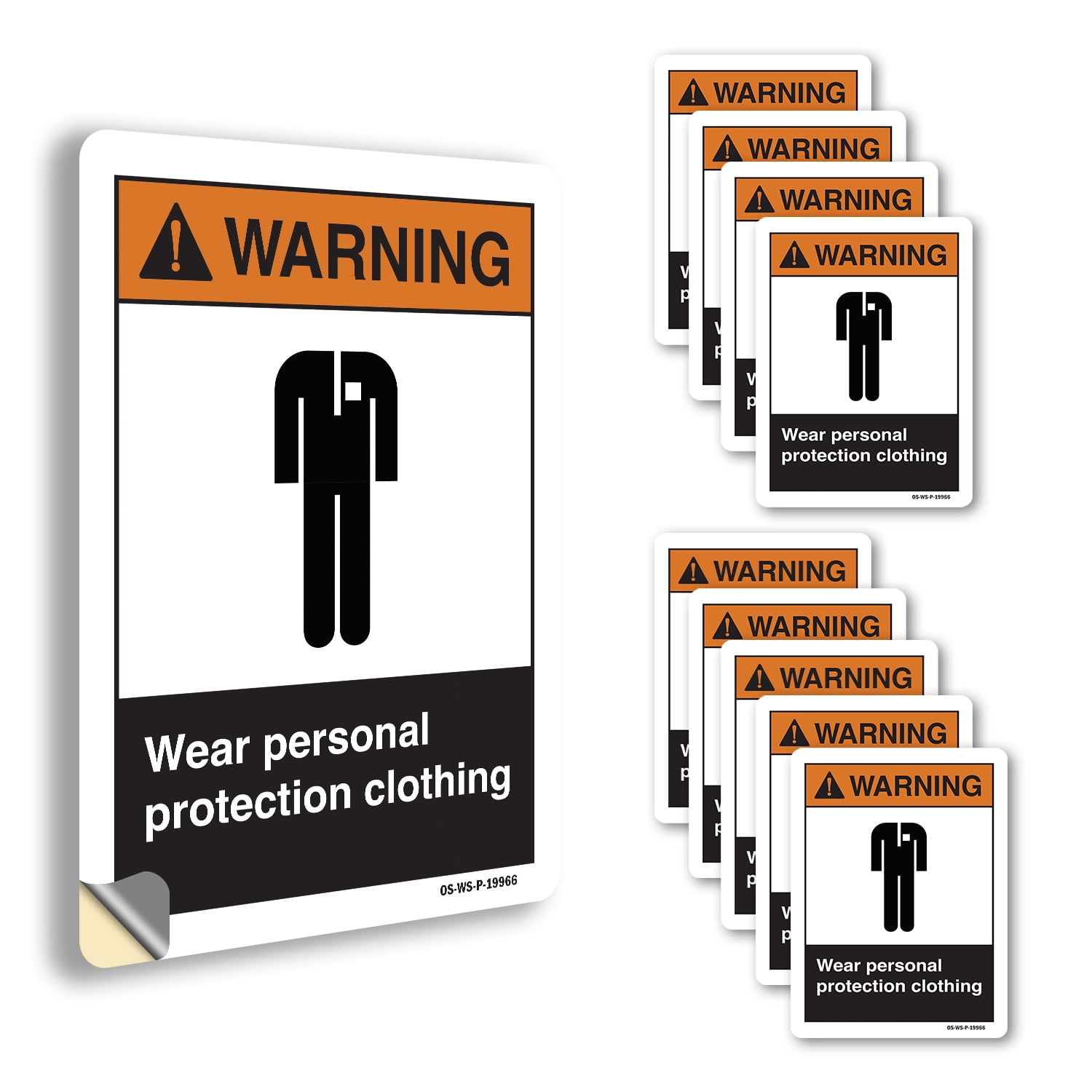 Wear Personal Protection Clothing ANSI Warning Vinyl Decal Label 18 ...