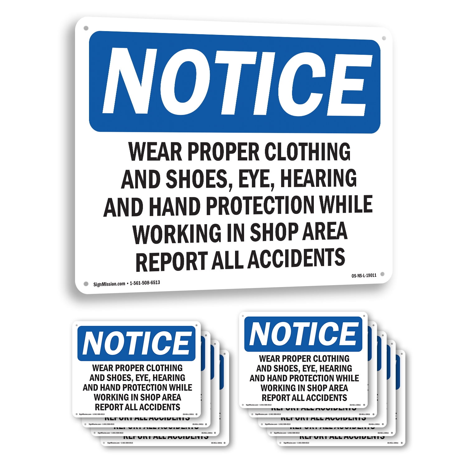 Wear Proper Clothing And Shoes Eye Hearing OSHA Notice Rigid Plastic ...
