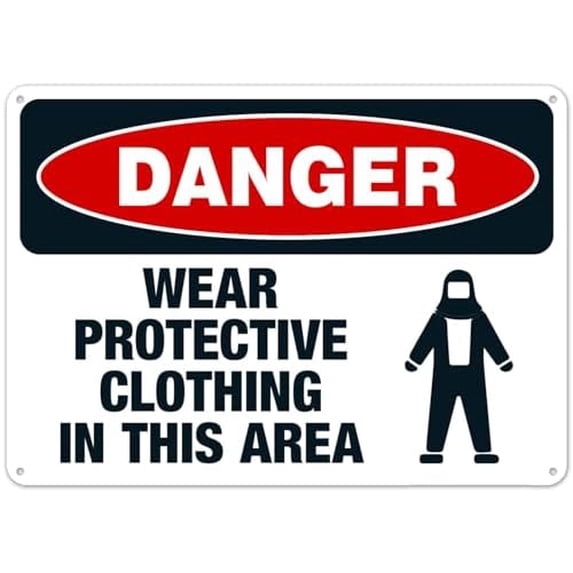 Wear Protective Clothing In This Area Sign,Danger Safety Signs Metal ...