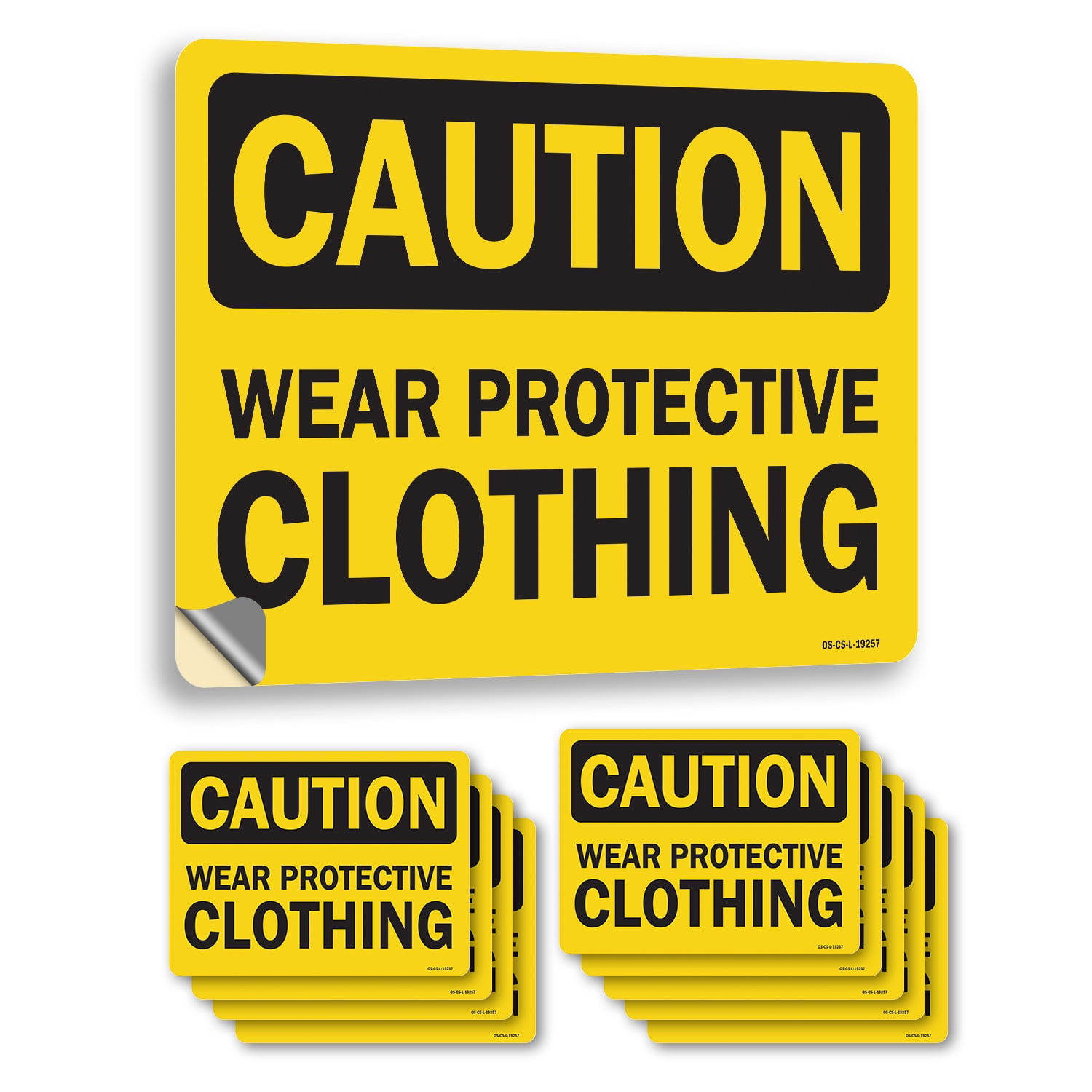 Wear Protective Clothing OSHA Caution Vinyl Decal Label 24 Inch x 18 ...