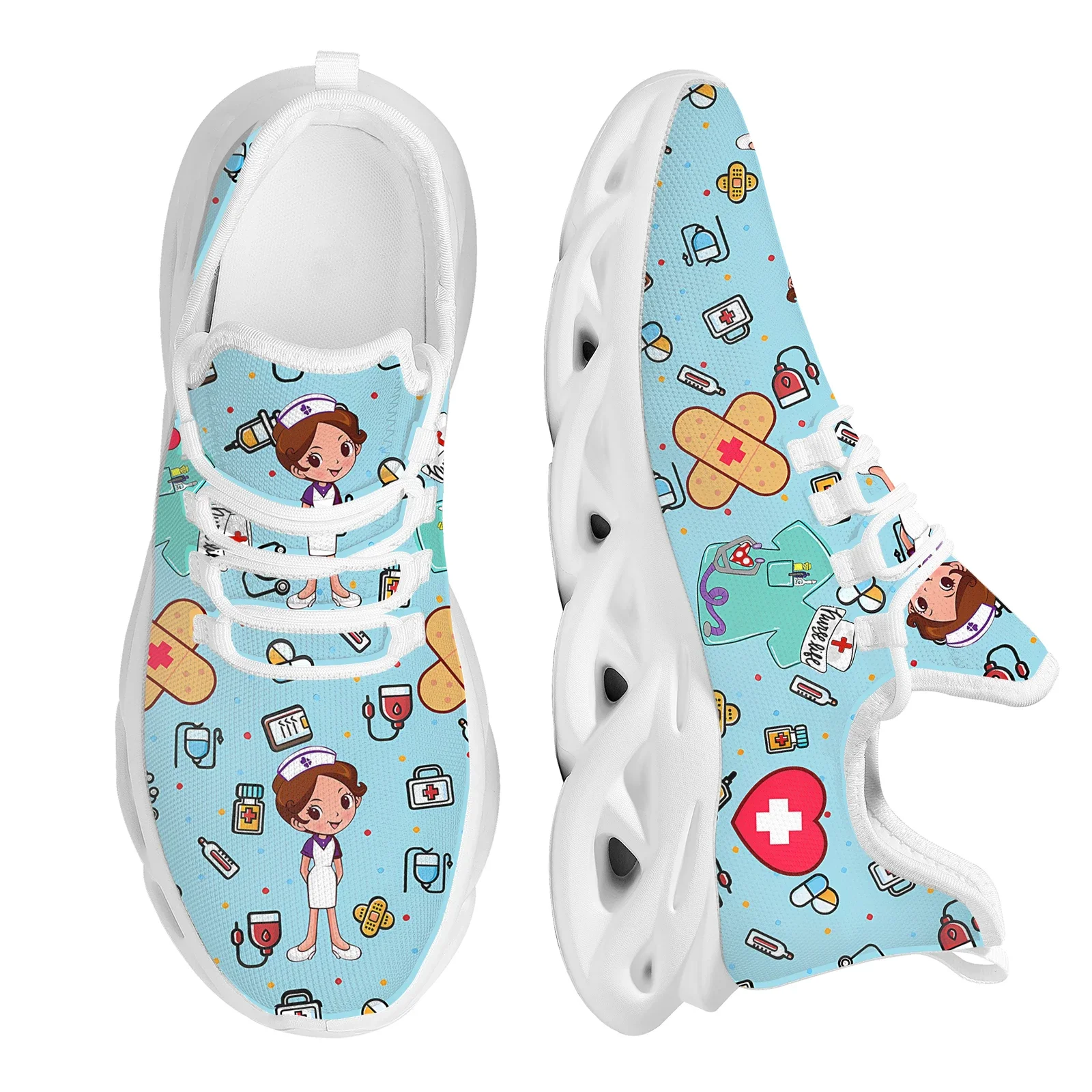 Wear-Resistance Mesh Swing Sneaker Nurse Girls Pattern Medical Print ...