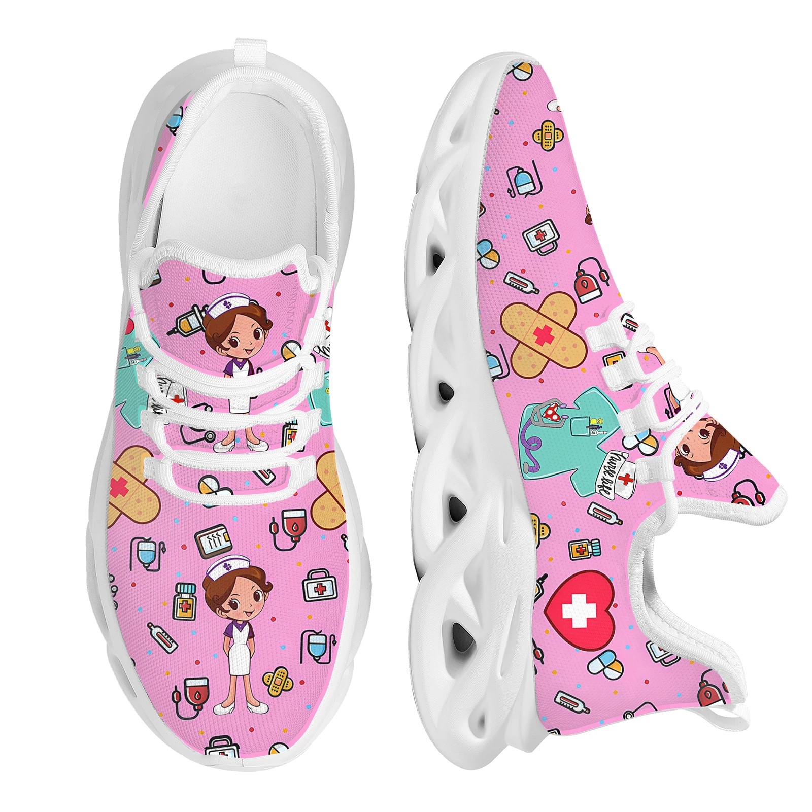 Wear-Resistance Mesh Swing Sneaker Nurse Pattern Medical Print Platform ...