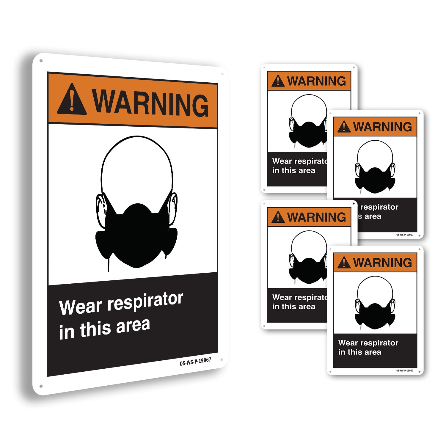 Wear Respirator In This Area ANSI Warning Aluminum Sign 10 Inch x 7 ...