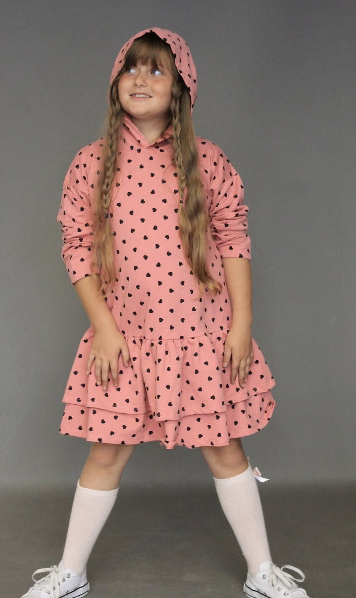 Wear Sierra Little Girl’s Hoodie Dress, Cotton Knit with Lycra, Tiered ...