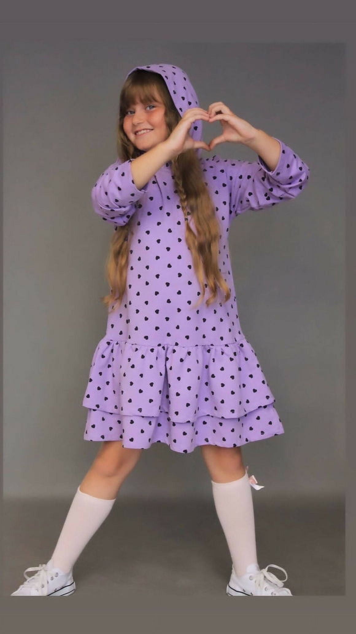 Wear Sierra Little Girl’s Hoodie Dress, Cotton Knit with Lycra, Tiered ...