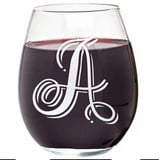 Wear The Logo 15.25 Oz. Clear Letter A Cursive Monogram Stemless Wine ...