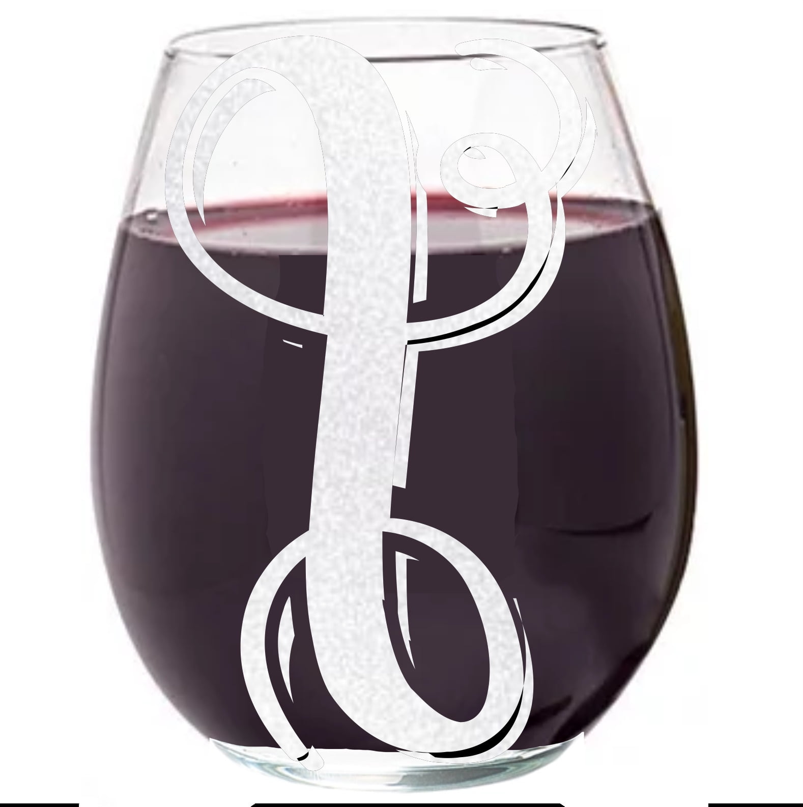 Wear The Logo 15.25 Oz. Clear Letter I Cursive Monogram Stemless Wine ...