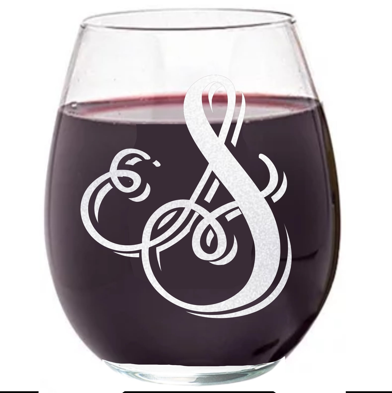Wear The Logo 15.25 Oz. Clear Letter S Cursive Monogram Stemless Wine ...
