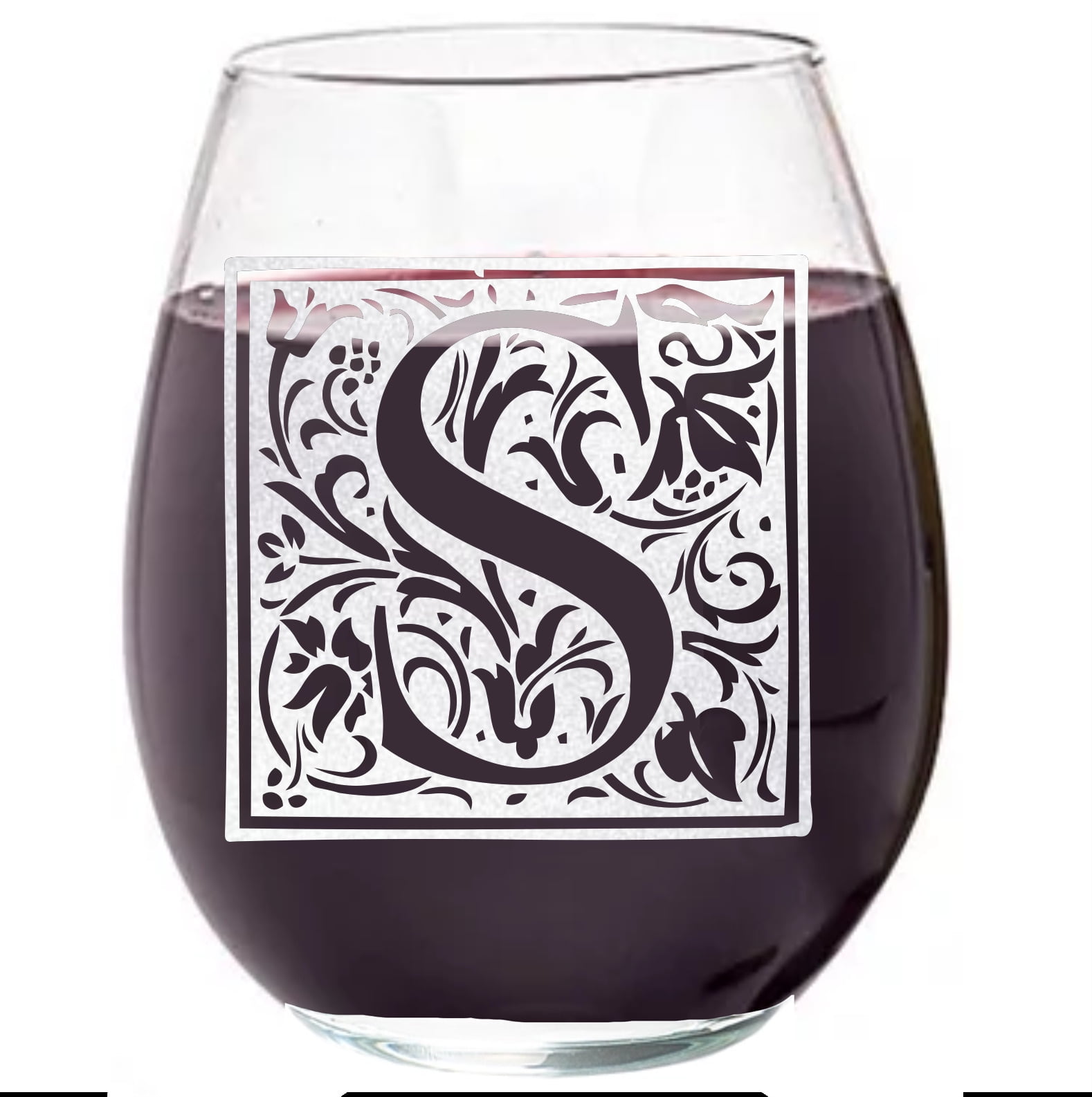 Wear The Logo 15.25 Oz. Clear Letter S Square Monogram Stemless Wine ...