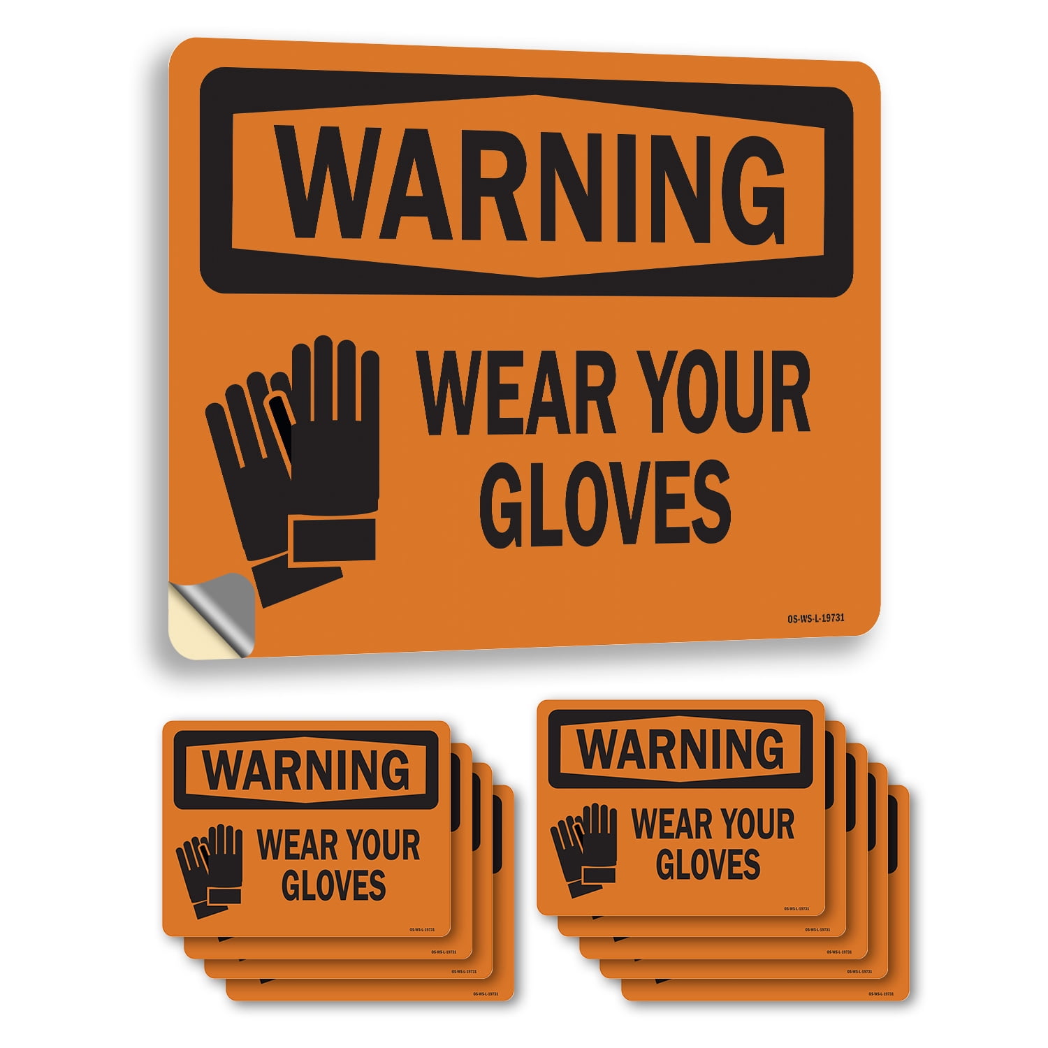 Wear Your Gloves OSHA Warning Vinyl Decal Label 7 Inch x 5 Inch - 10 ...