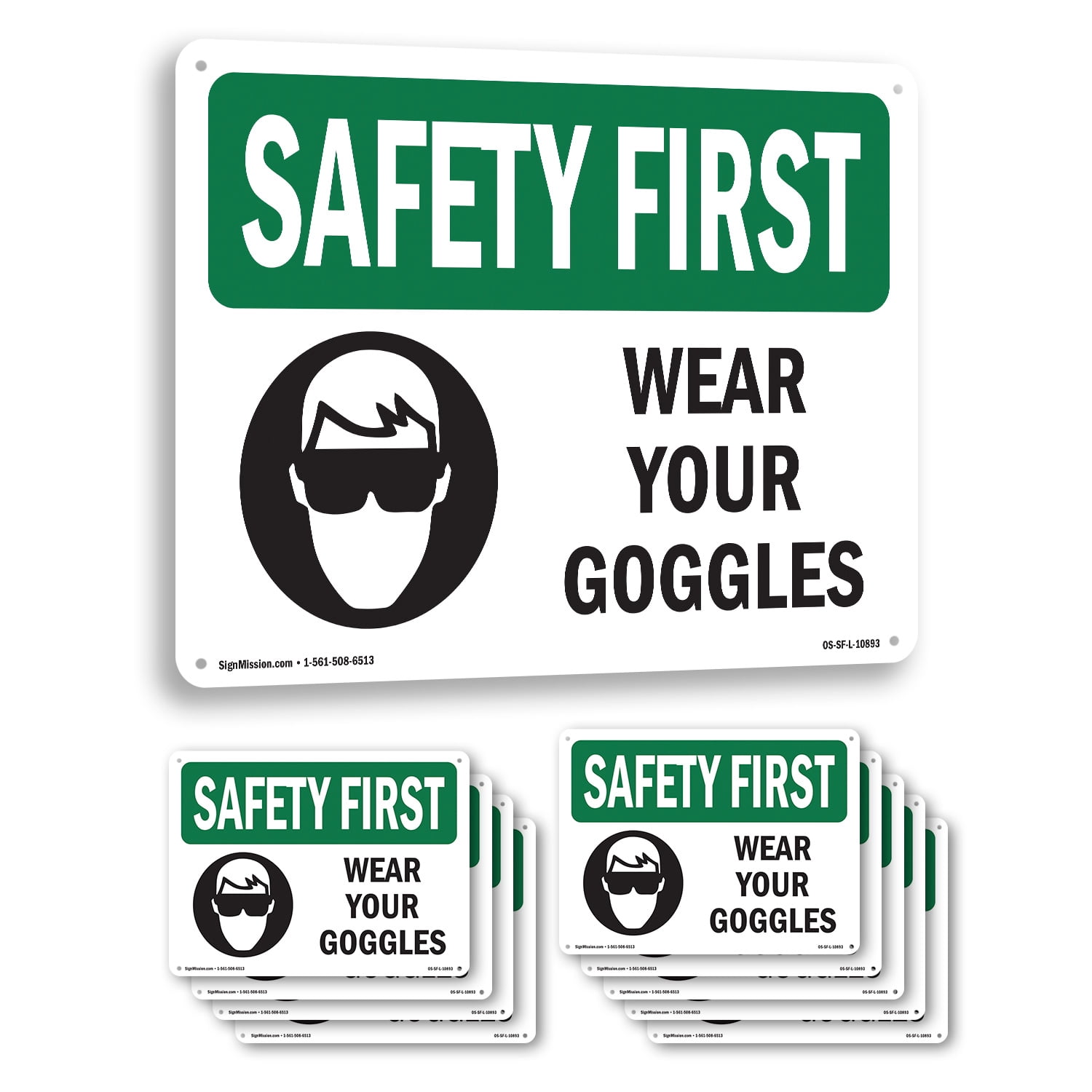 Wear Your Goggles OSHA SAFETY FIRST Aluminum Sign 24 Inch x 18 Inch ...