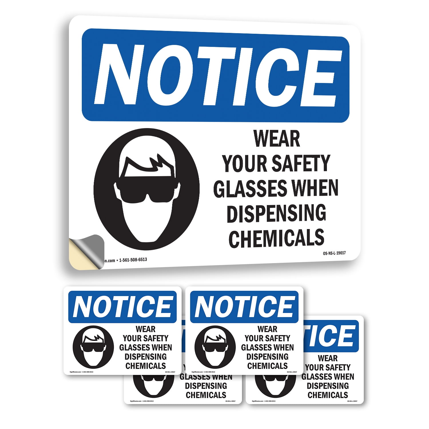 Wear Your Safety Glasses When With Symbol OSHA Notice Vinyl Decal Label ...