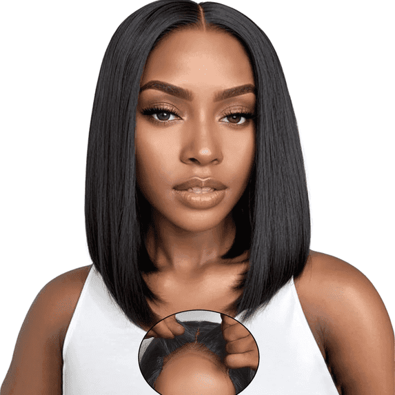 Wear and Go Glueless Bob Wig Remy Human Hair – Pre-Cut, 180% Density ...
