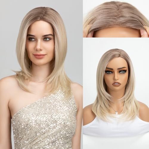 Wear and Go Glueless Mono Part Lace Wig Mid-Length Layered Straight Bob ...