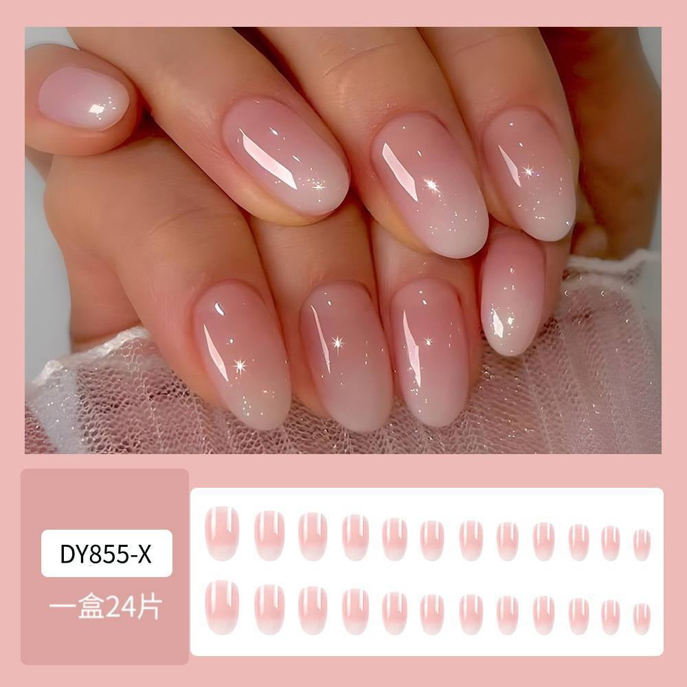 Wear nail short nail piece powder white gradual change nail art wear ...