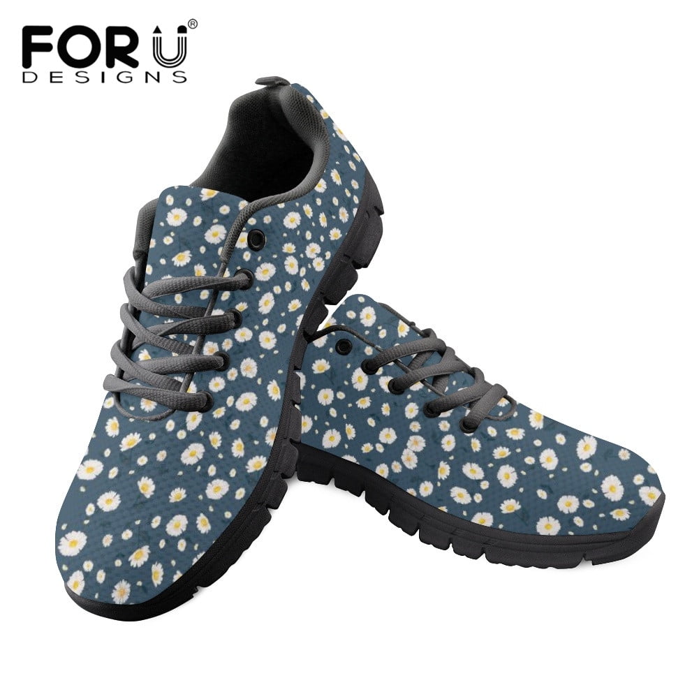 Wear-resistant Sneakers for Ladies Beautiful Daisy Flower Pattern Flats ...