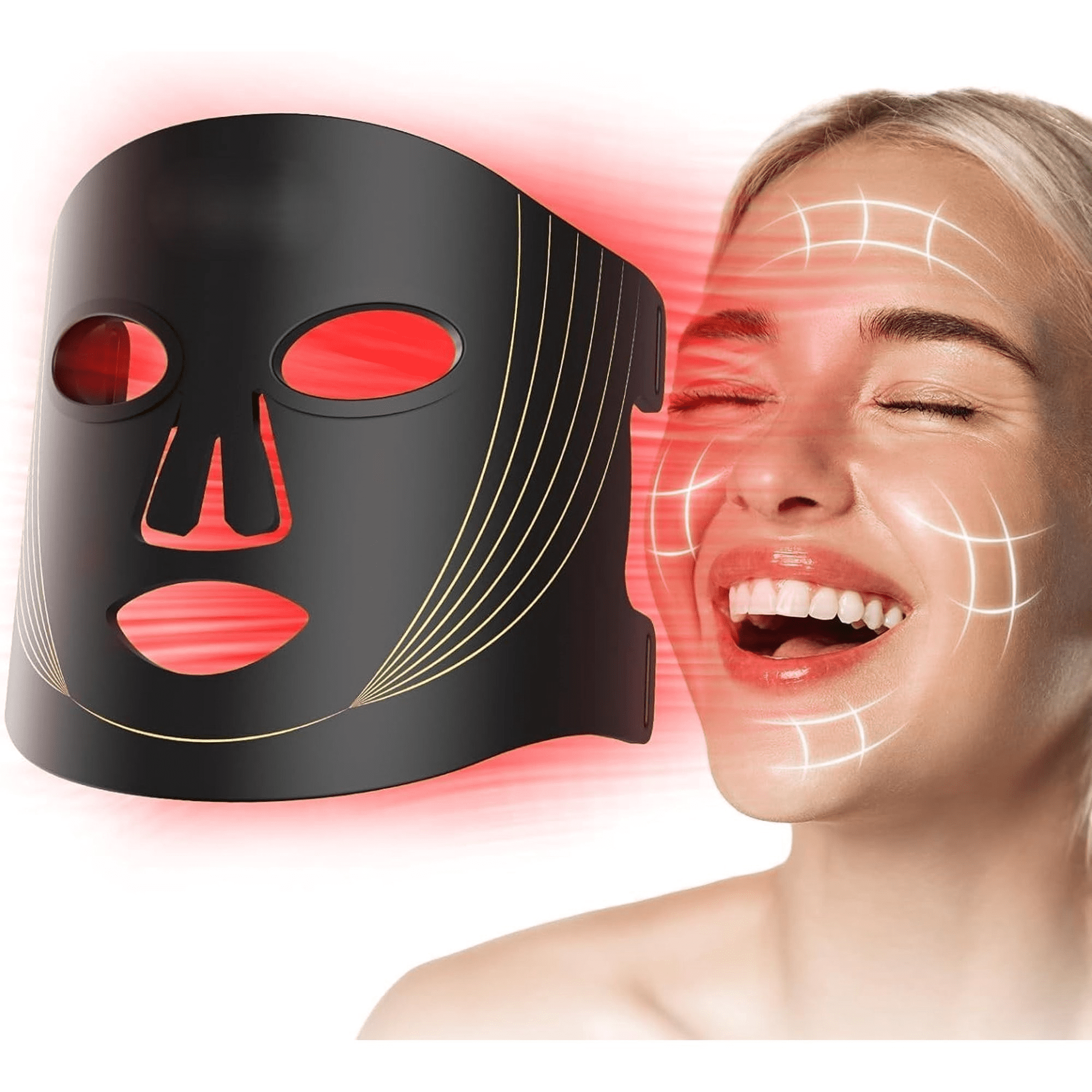 Wearable 3-Color LED Face Mask with Remote, Hands-Free Light Device for ...