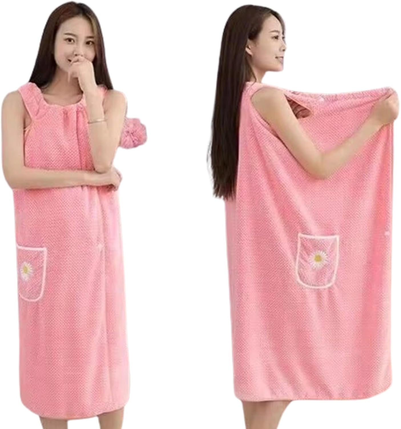 Wearable Bath Towel for Women, Quick Dry Absorb Water Bath Towel, Towel Wrap Plus Size (Pink,S ...