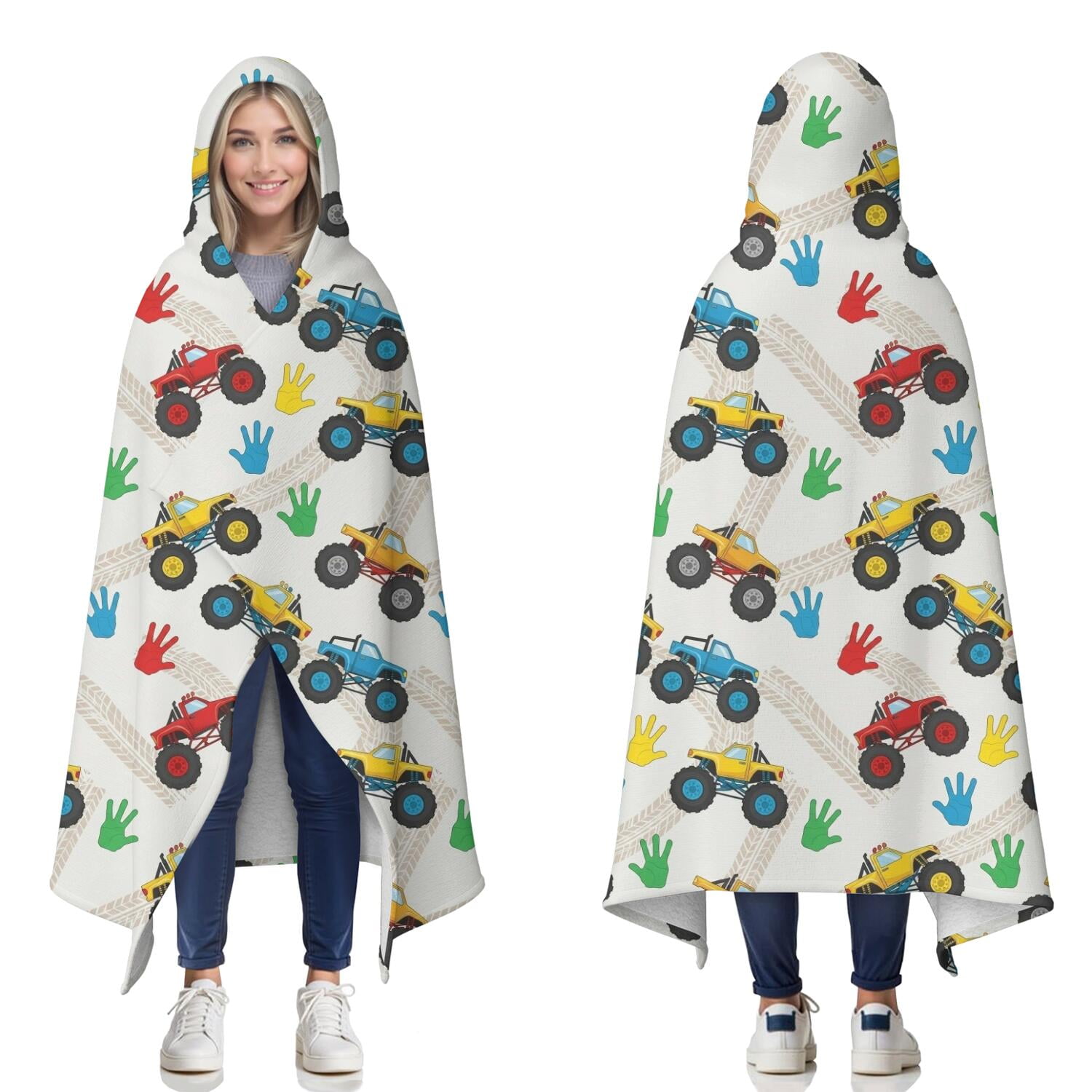 Wearable Blanket,Colorful Handprint Monster Cartoon Trucks Pattern ...