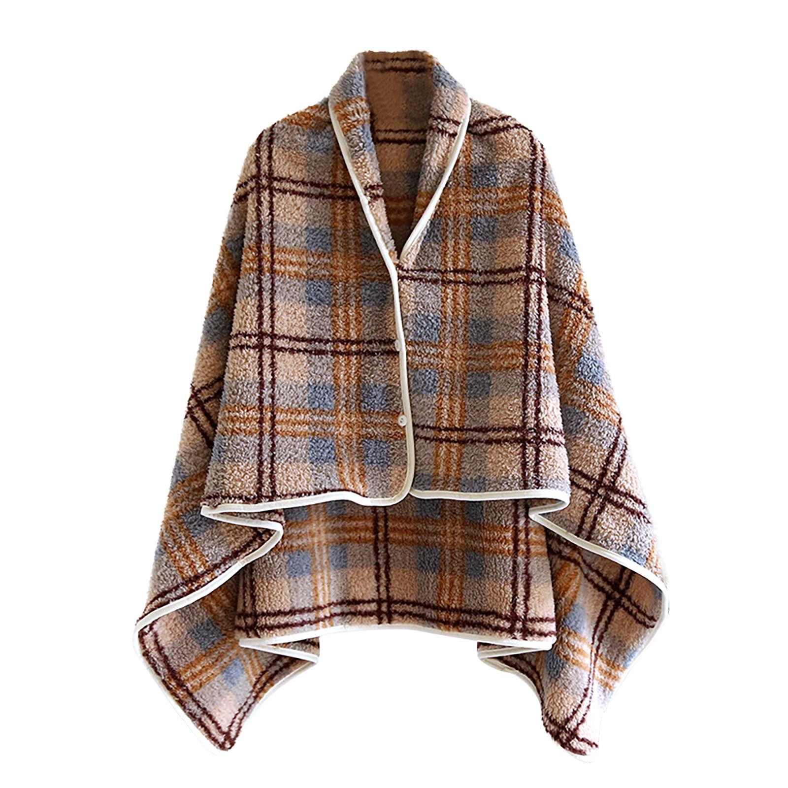 Wearable Blanket Feather Shawl Poncho Throw Cozy Sherpa Fleece Cloak ...