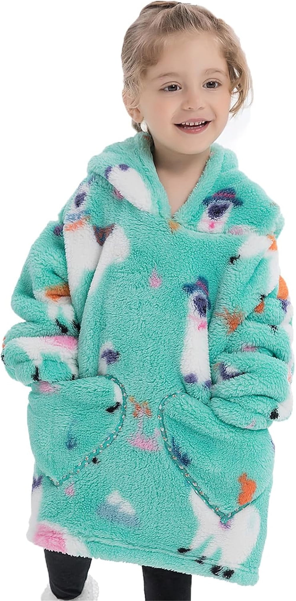 Wearable Blanket Hoodie for Kids 2-6YR Animal Oversized Hooded Blanket ...
