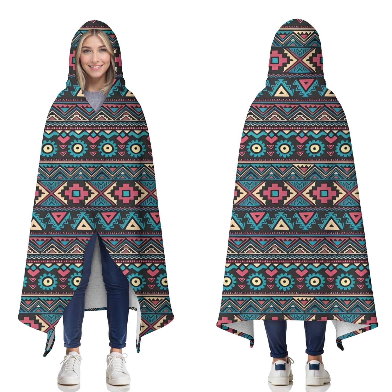 Wearable Blanket,Multicolor Triangular and Diamond Shaped Geometric ...