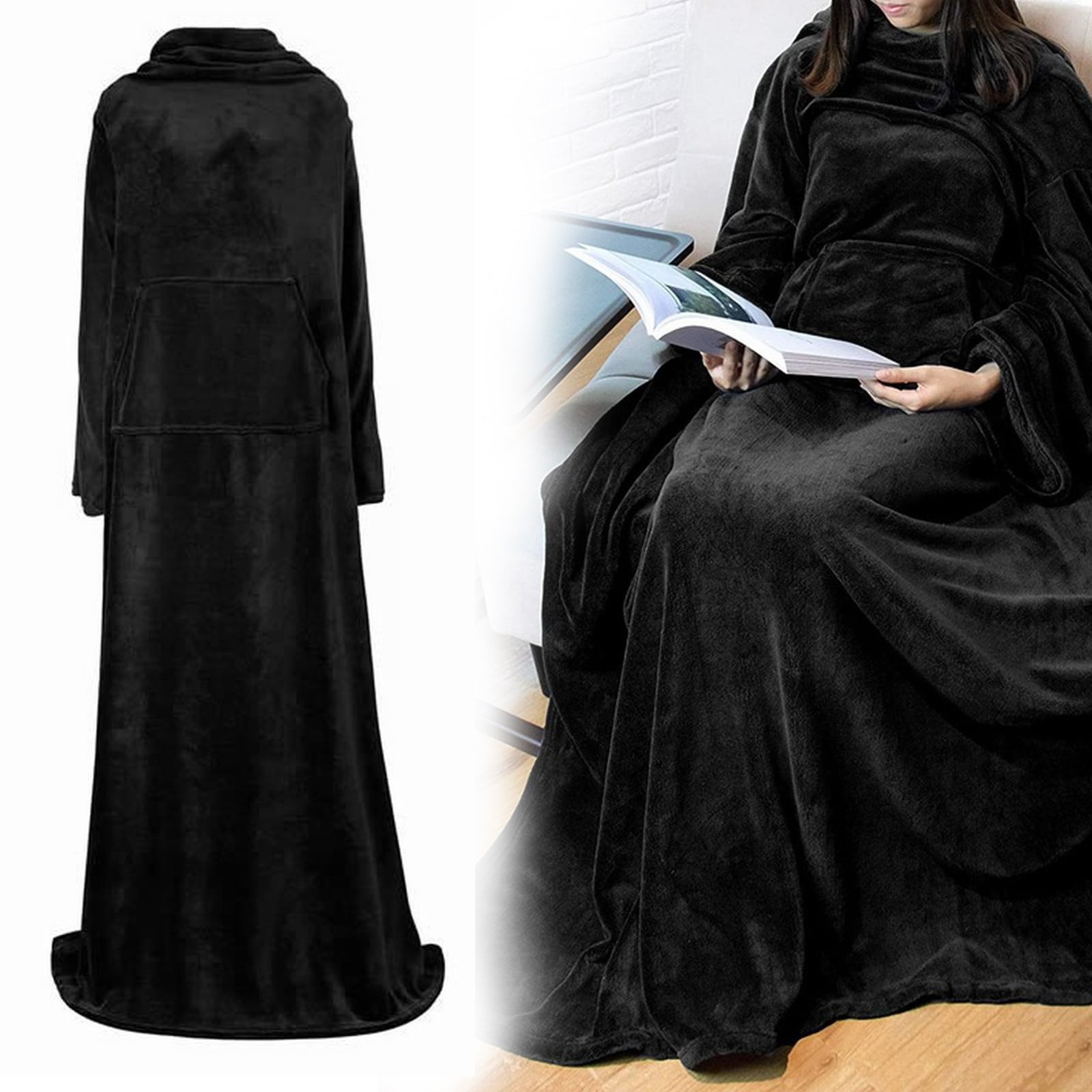 Wearable Blanket with Sleeves for Women Men Adults, Soft Full Body ...