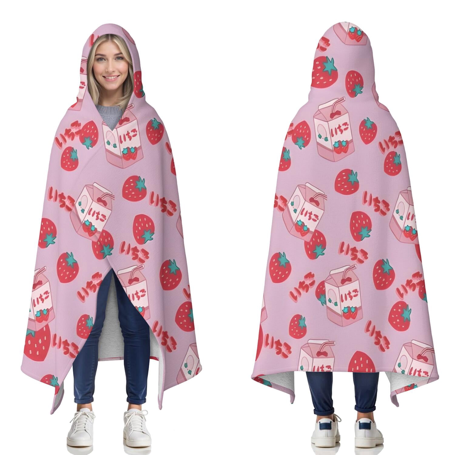 Wearable Blanket,Strawberry Plants Fruit Milk Box Hooded Wearable ...