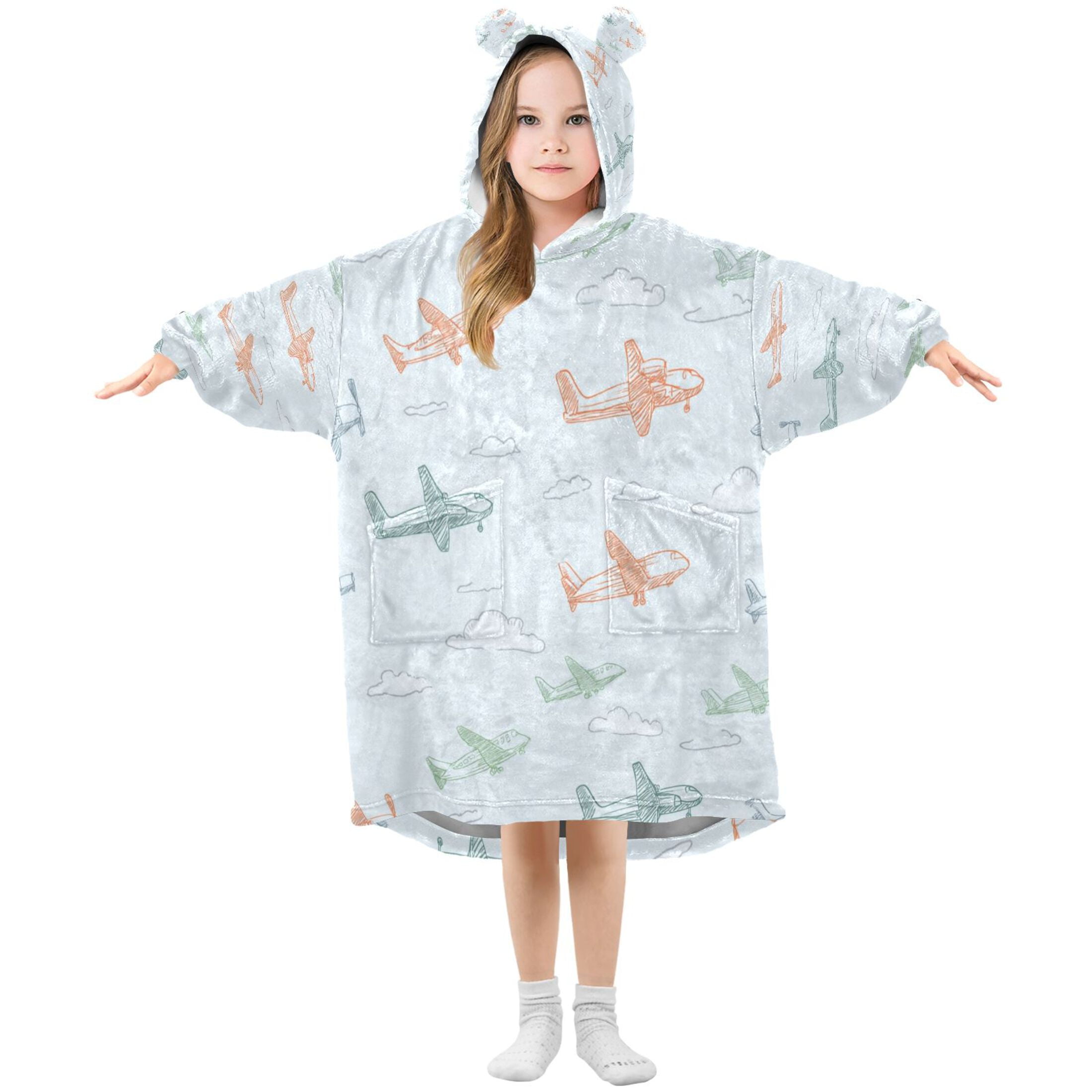 Wearable Blanket with Sleeves and Pocket Oversized Hooded Sweatshirt 3 ...