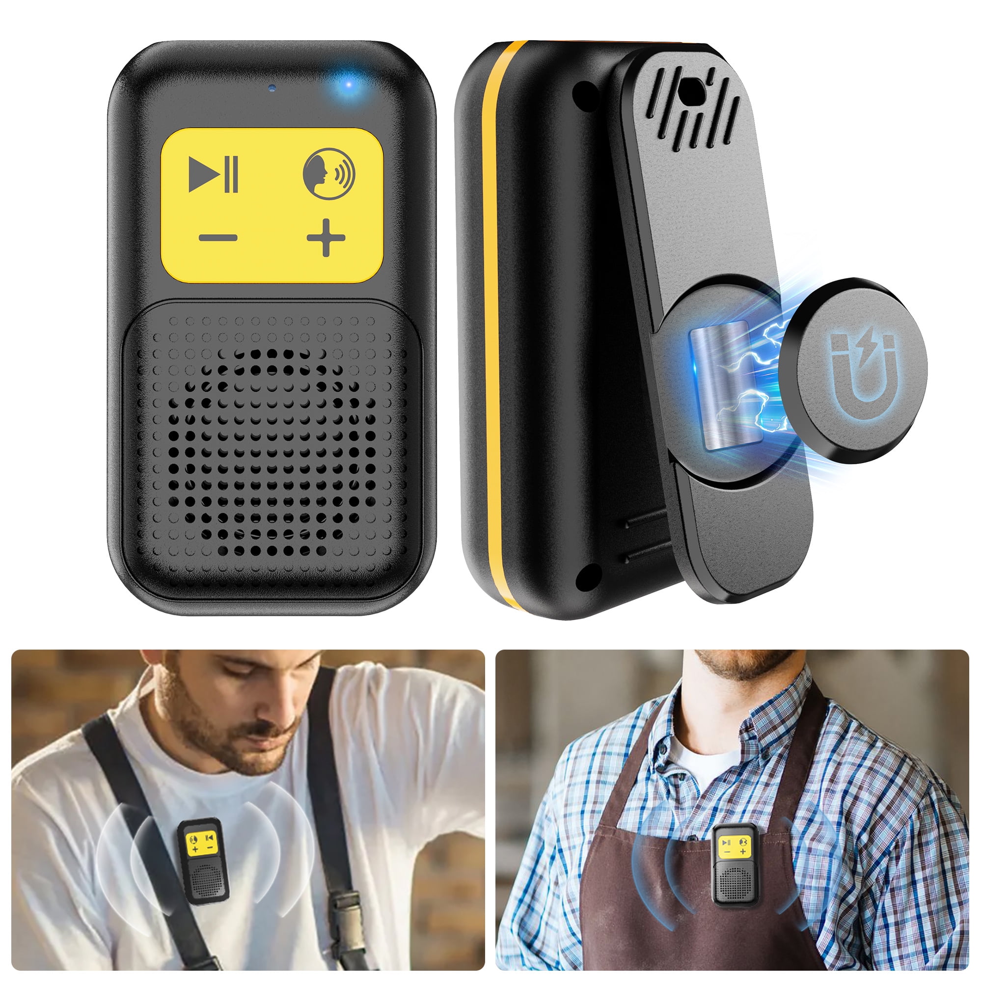 Wearable Bluetooth Speaker, Magnetic Clip-on Bluetooth Speaker, Mini ...